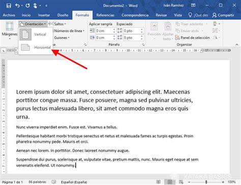 Cómo añadir una página en horizontal en Word