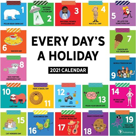 Amazon TF Publishing 2021 Every Days A Holiday Monthly Wall