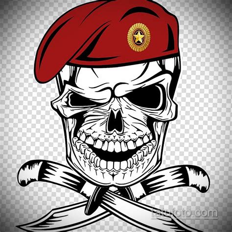череп в берете тату эскиз 17.09.2019 №008 - skull in beret tattoo ...