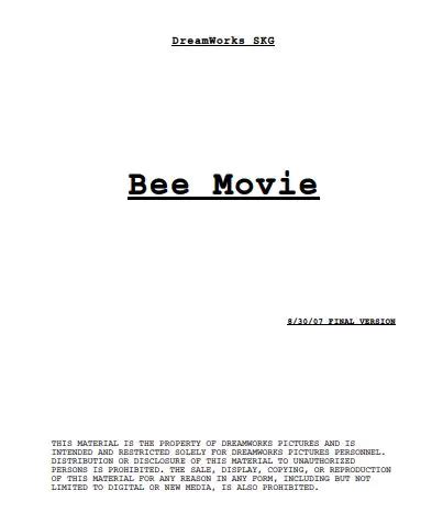 PDF Bee Movie Script PDF Panot Book
