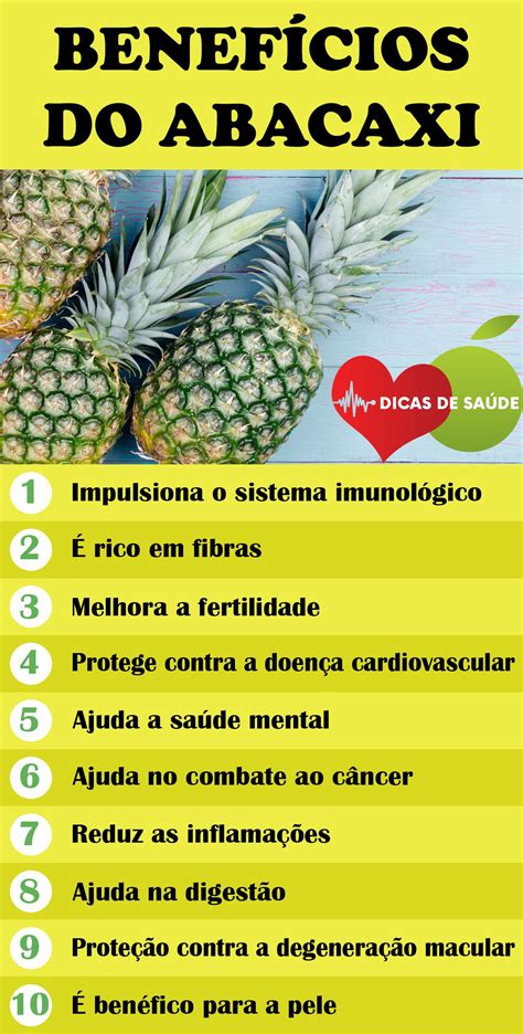 Os 10 Benefícios do Abacaxi Para Saúde Dicas de saúde Alimentação e