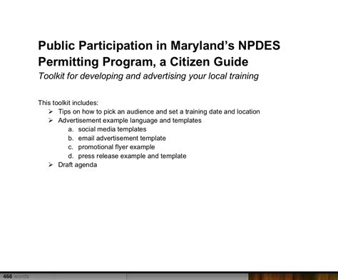 Public Participation In Marylands Npdes Permitting Program A Training
