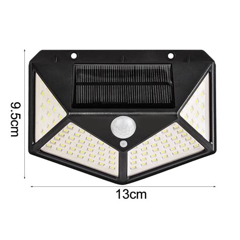 Luminária Energia Solar Parede 100 Led Sensor Presença 3 Funções Lâmpa
