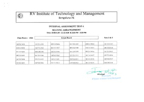 Seating Allotment Cie1 Iii Sem And V Sem Computer Science And