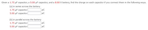 solved given a 1 75μf ﻿capacitor a 5 00μf ﻿capacitor and a