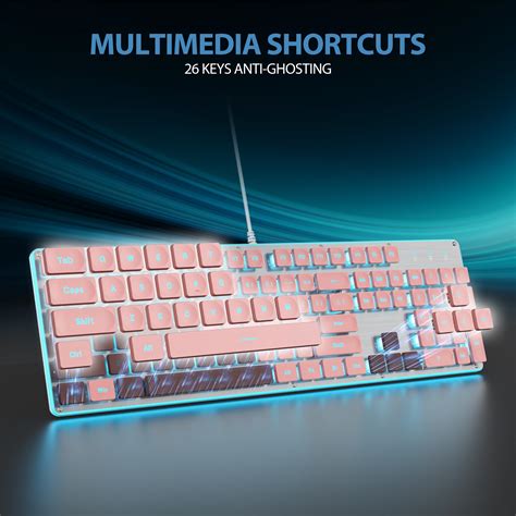 Surmen G1000 Typewriter Backlit Pink Keyboard Full Size