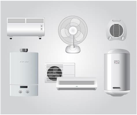 Premium Vector Heating And Air Conditioner Home Appliances Set