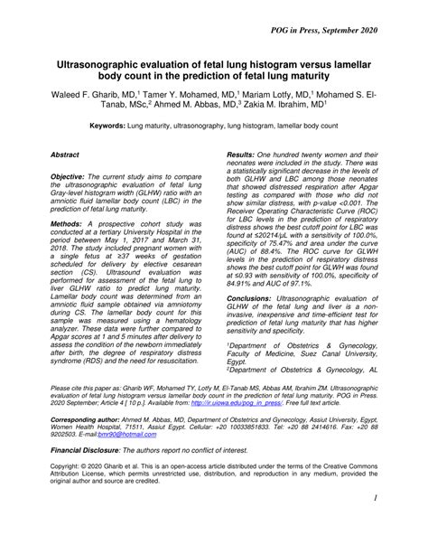 Pdf Ultrasonographic Evaluation Of Fetal Lung Histogram Versus