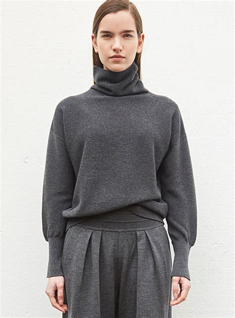 Oversized Slim Top With Stand Up Collar Anthracite Molli