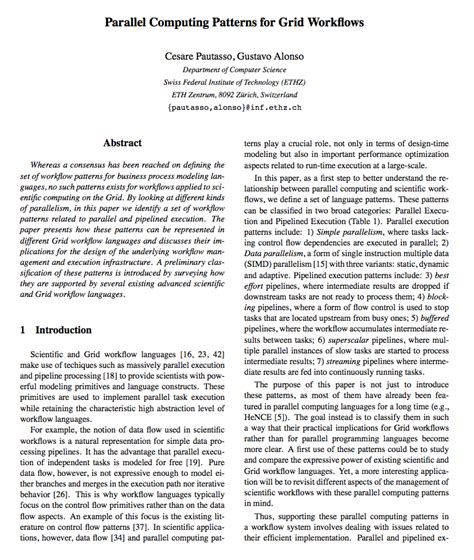 parallel computing patterns for grid workflows architecture design