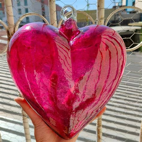 Glass Heart Ornaments Etsy