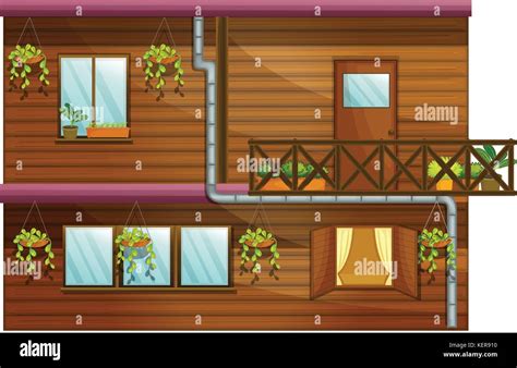 Illustration Of A Wooden House Stock Vector Image And Art Alamy