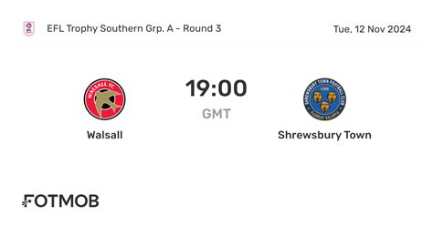 Walsall Vs Shrewsbury Town Live Score Predicted Lineups And H2h Stats