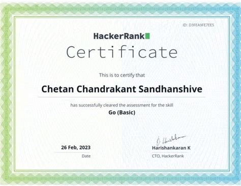 Chetan Sandhanshive On Linkedin Hackerrank Go Golang