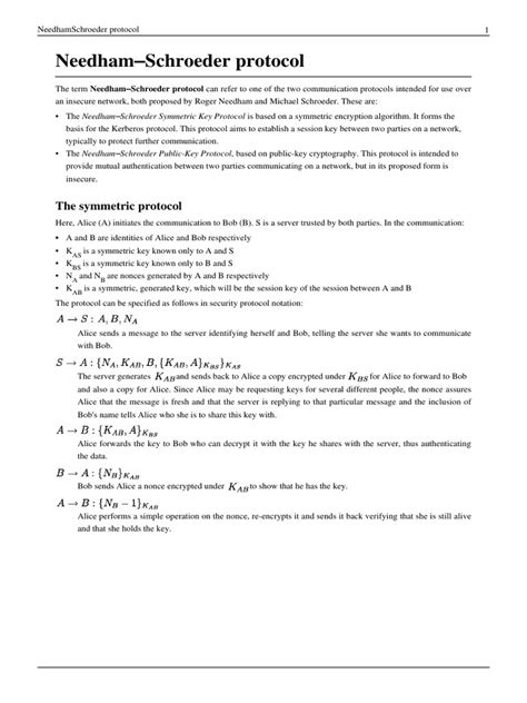 Needham Schroeder Protocol Pdf Public Key Cryptography Key