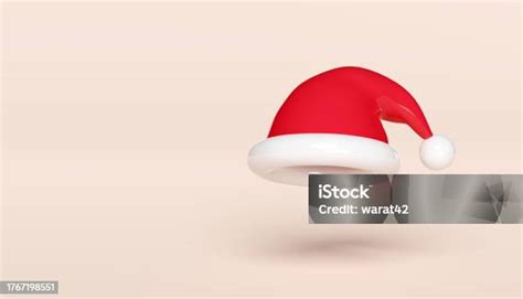 빨간 산타 모자입니다 메리 크리스마스와 축제 새해 3d 렌더링 일러스트 3차원 형태에 대한 스톡 사진 및 기타 이미지 3차원 형태 주머니 크리스마스 Istock