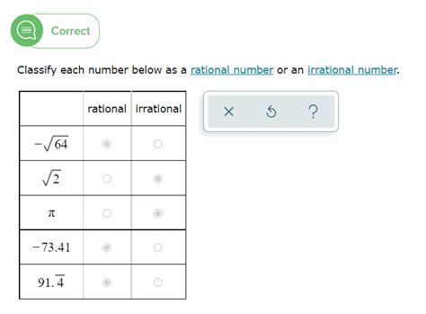 Solved Correct Classify Each Number Below As A Rational Number Or An Course Hero