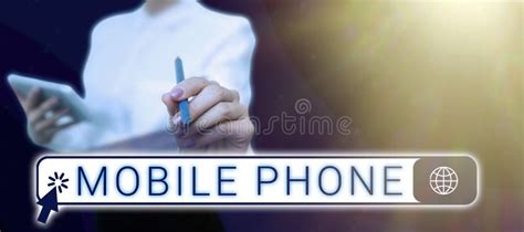 Conceptual Caption Mobile Phone Word Written On A Handheld Device Used