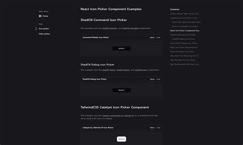 open source react icon picker shadcn tailwindcss behance