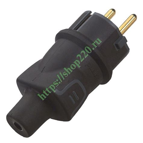 Вилка Legrand с заземлением IP44 16А в резиновом корпусе черная 050196 ...