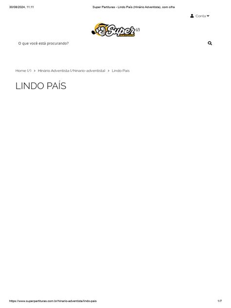 Super Partituras Lindo País Hinário Adventista Com Cifra Pdf