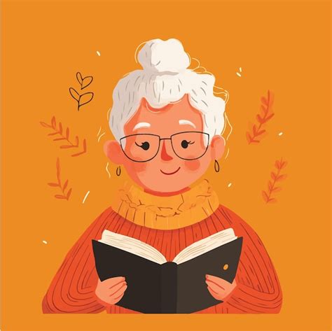 Charming Vector Illustration Of A Grandmother Knitting Vector
