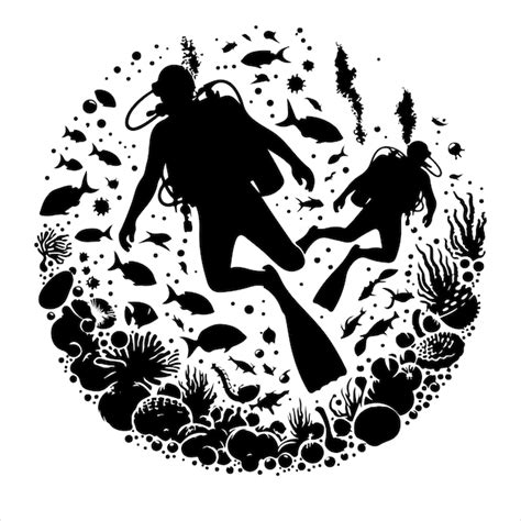 Premium Vector Scuba Diving Silhouette Vector Illustration On White