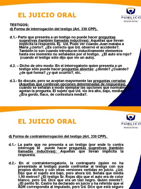 Litigación Oral En El Juicio Oral Pdf Testigo Experto Testimonio
