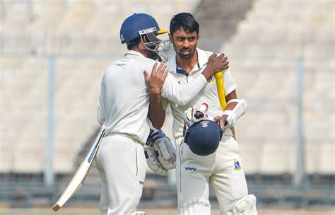 Abhimanyu Easwaran Gets A Hug From Sudip Kumar Gharami After He Hit The
