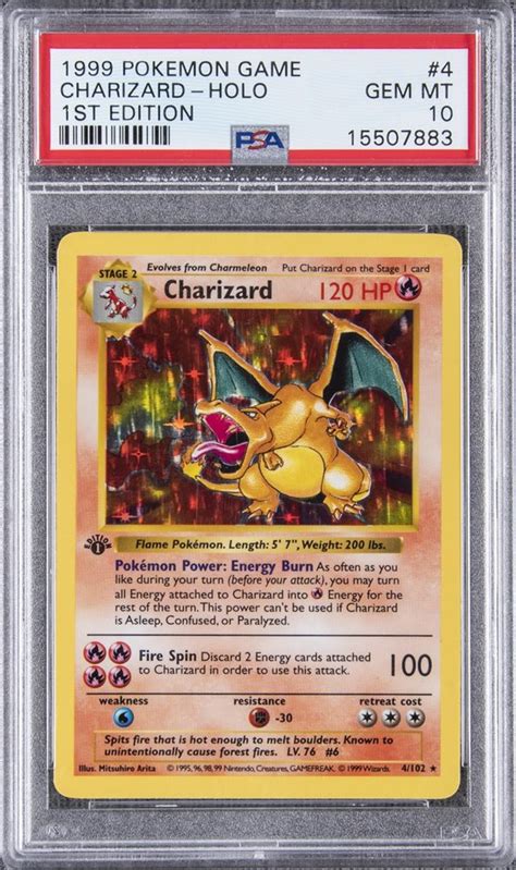 Vintage Base Set 1999 Pokemon Charizard Holo Psa 5 Graded