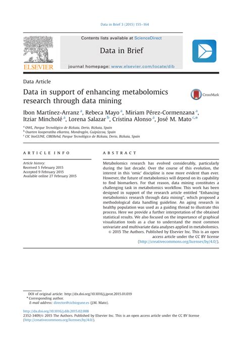 Pdf Data In Support Of Enhancing Metabolomics Research Through Data