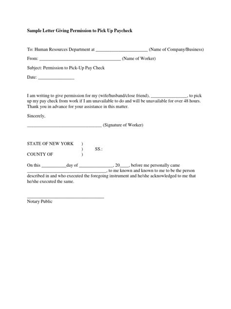 Authorization Letter For Paycheck Pickup Pdf Career And Growth Law