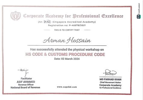 Arman Hossain On Linkedin We Have Successfully Completed Practical Workshop Of Hs Code And Customs
