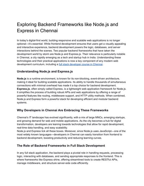 ppt exploring backend frameworks like node js and express in chennai powerpoint presentation