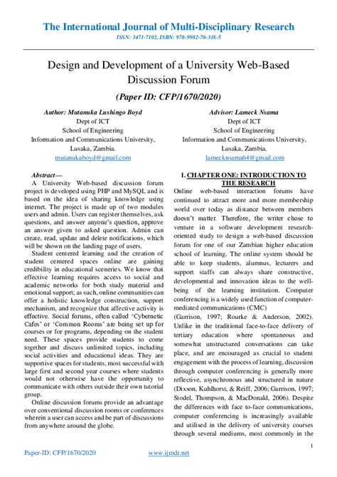 Pdf Design And Development Of A University Web Based Discussion Forum