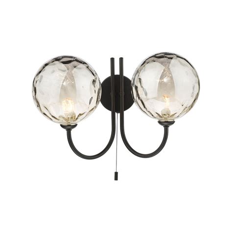 Dar Dar Jared 2 Light Wall Light With Smoked Glass Matt Black