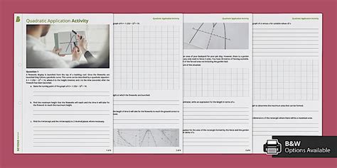 Quadratic Application Activity Teacher Made Twinkl