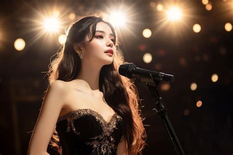 Premium Ai Image Beautiful Woman Singing On Stage