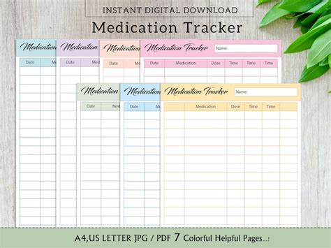 Printable Medication Tracker Medication Log Medication Etsy