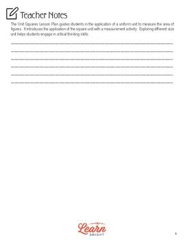 Unit Squares Lesson Plan By Learn Bright Education TPT