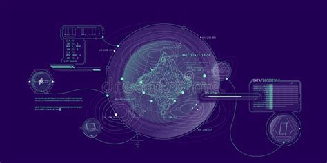 futuristic geoscience hud interface design with data decoding stock