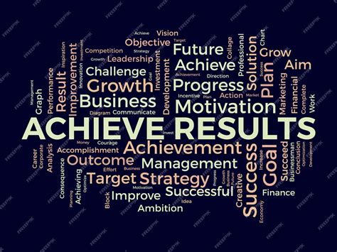 달성 결과에 대한 단어 구름 배경 개념 비즈니스 개발 벡터 일러스트 레이 션의 마케팅 성장 재무 성과 결과 프리미엄 벡터
