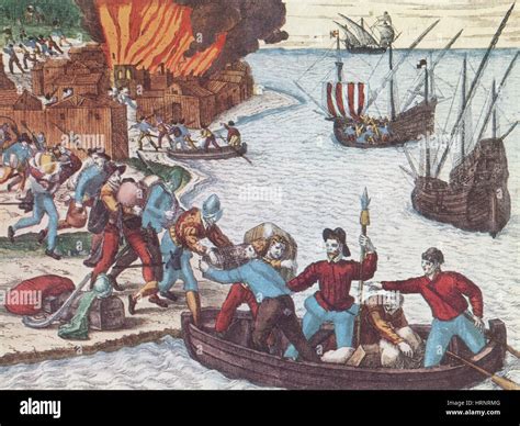 Pirates Burn Havana 1555 Stock Photo Alamy