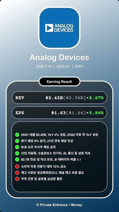 📈 실적발표 • Analog Devices Adi 2025q1 실적발표 실적시즌 미국주식 투자