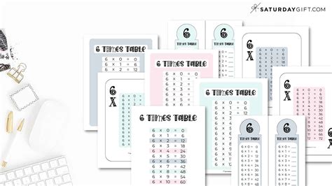 6 Times Table Chart 15 Cute And Free Printables Saturdayt
