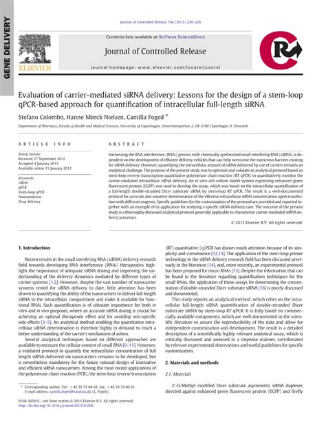 Pdf Evaluation Of Carrier Mediated Sirna Delivery Lessons For The