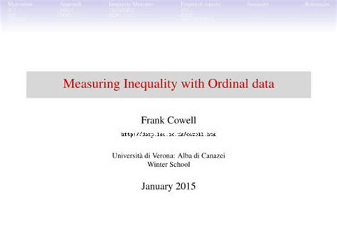 PDF Measuring Inequality With Ordinal Datadse Univr It It Documents