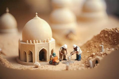 Tiny Workers Building A Mosque On Ramadan Generative Ai Miniature
