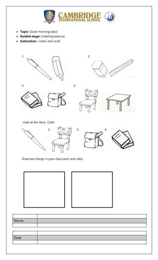 School Supplies Listen And Circle Pdf