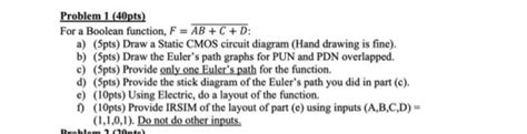 Solved Problem 1 40pts For A Boolean Function F AB C D Chegg
